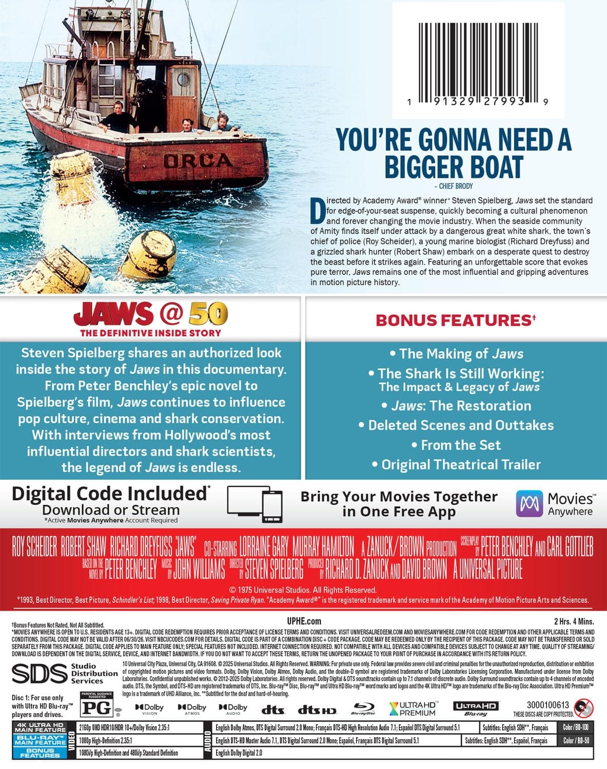 Jaws 50th Anniversary Limited Edition Steelbook 4K Ultra HD + Blu-ray + Digital | HeadStark